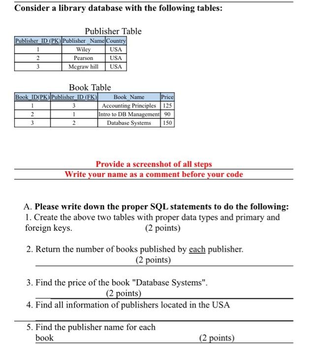 Solved Consider a library database with the following | Chegg.com