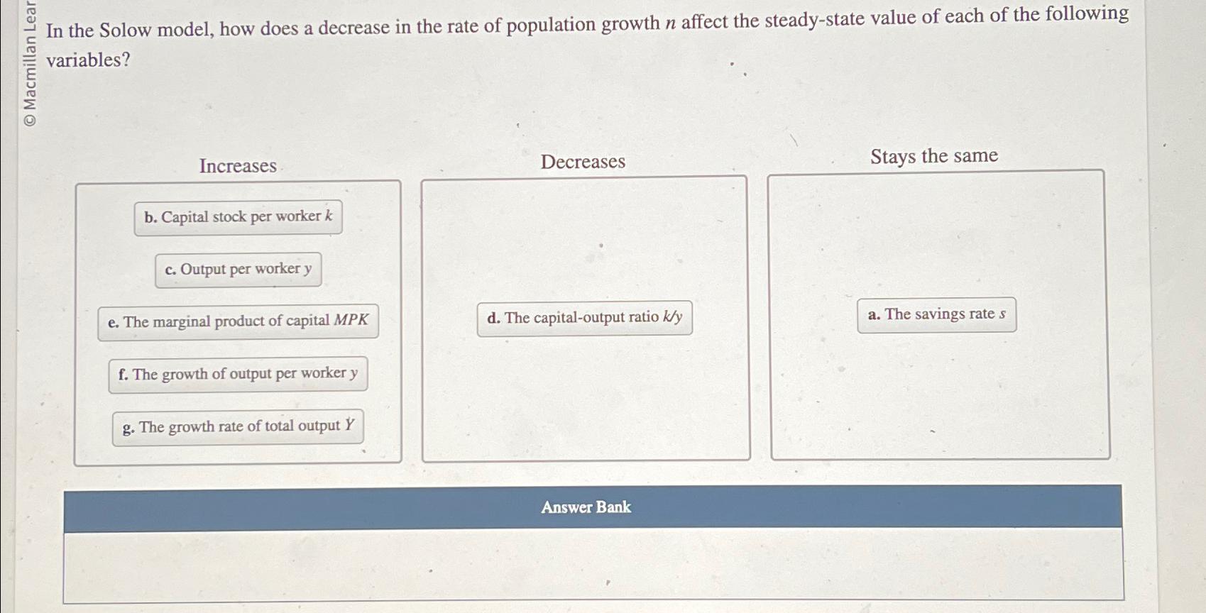 Solved In the Solow model, how does a decrease in the rate | Chegg.com