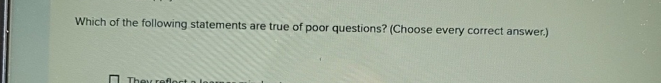 Solved Which of the following statements are true of poor | Chegg.com
