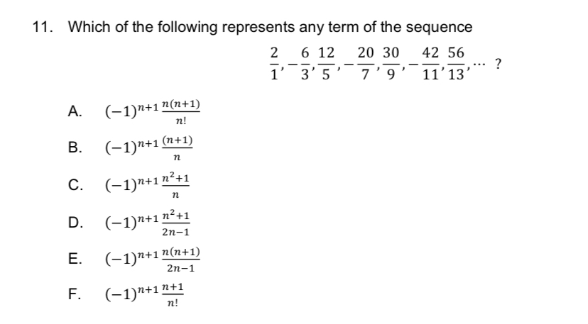 Solved Which of the following represents any term of the | Chegg.com
