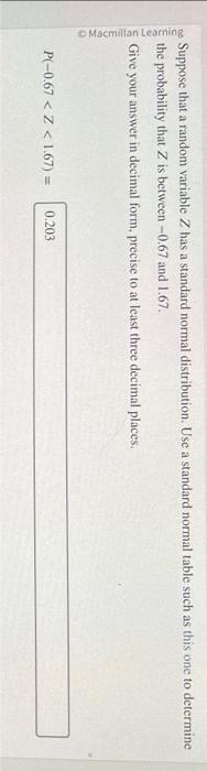 Solved Suppose that a random variable Z has a standard | Chegg.com