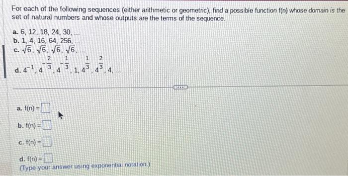 Solved For each of the following sequences (either | Chegg.com