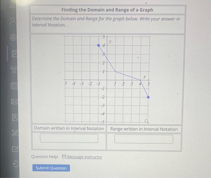 Solved Finding The Domain And Range Of A Graph Determine The