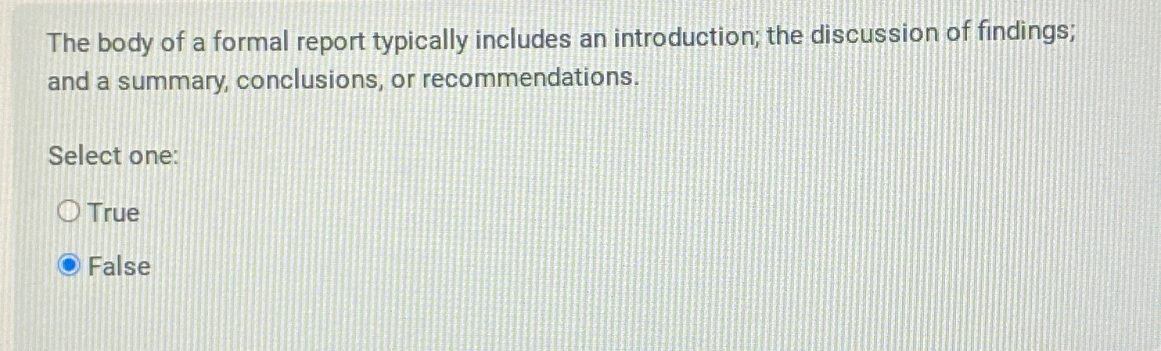 Solved The body of a formal report typically includes an | Chegg.com