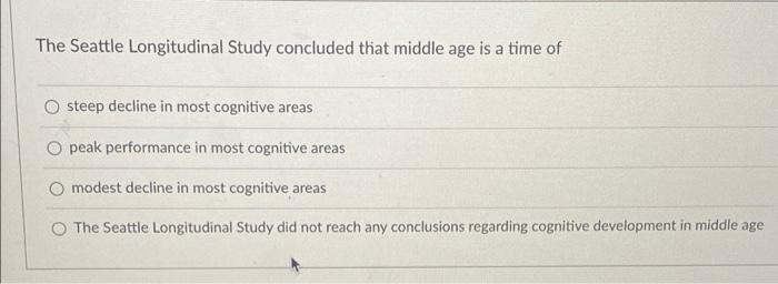 Solved The Seattle Longitudinal Study concluded that middle | Chegg.com