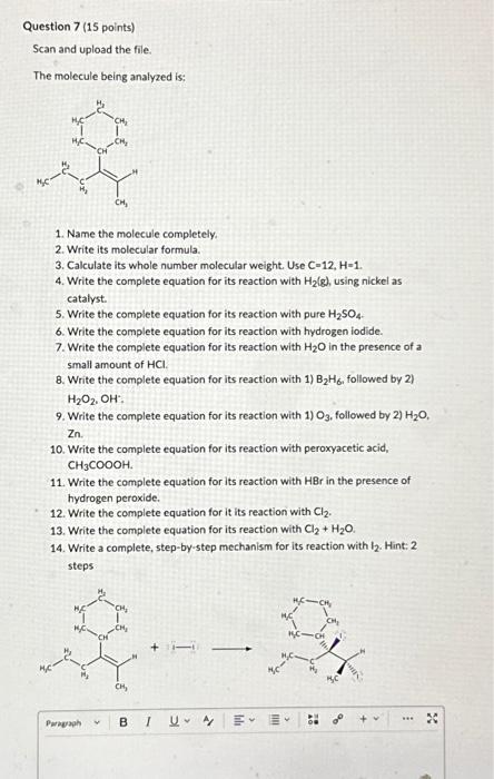 Solved Question 7 (15 points) Scan and upload the file. The | Chegg.com