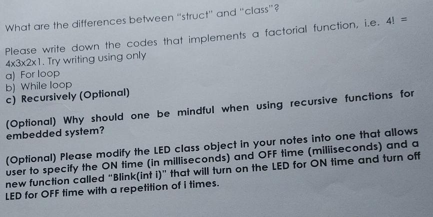 Solved What are the differences between "struct" and | Chegg.com