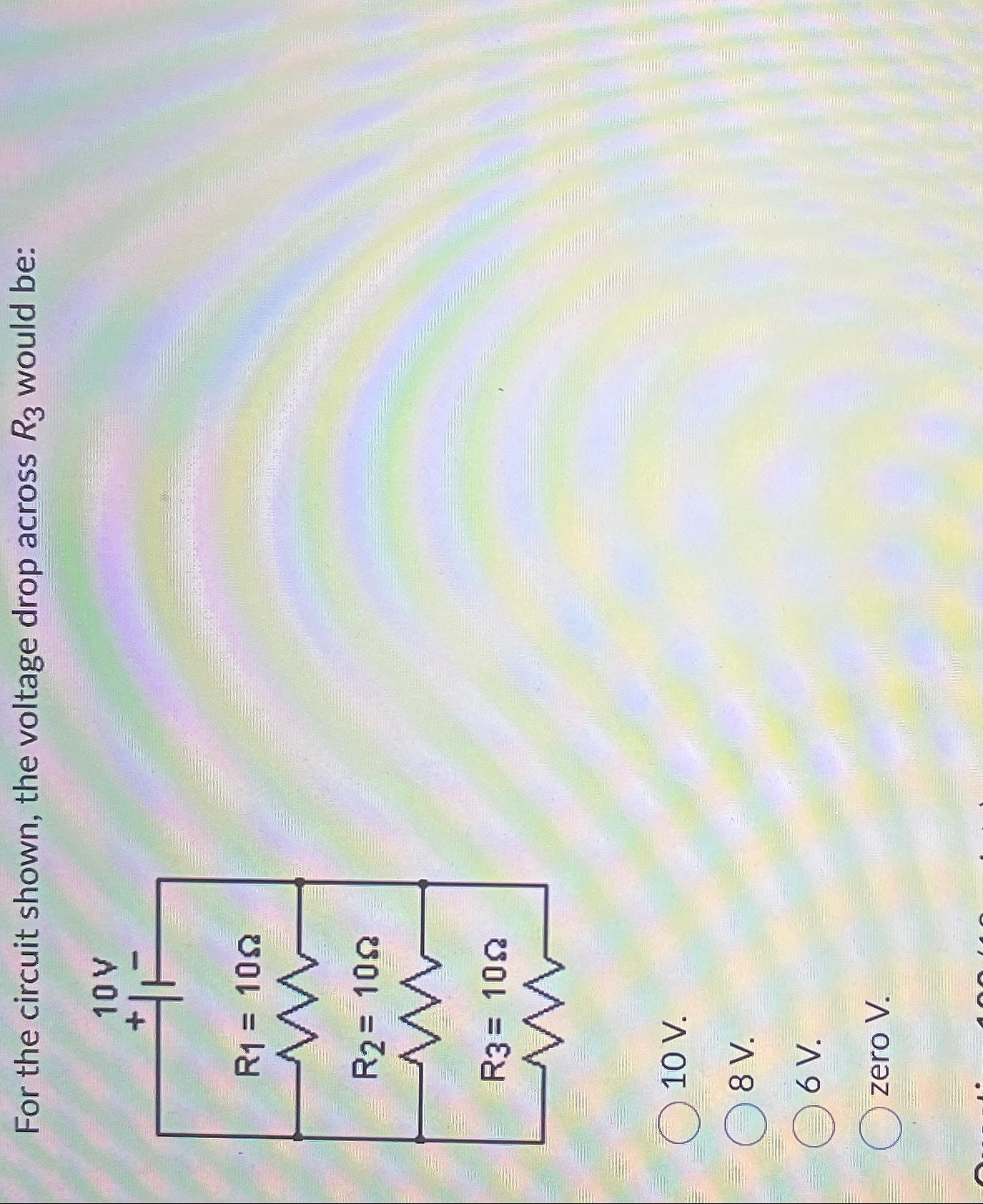 Solved For the circuit shown, the voltage drop across R3 | Chegg.com