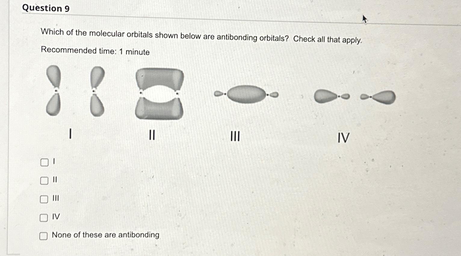 Question 9Which of the molecular orbitals shown below | Chegg.com