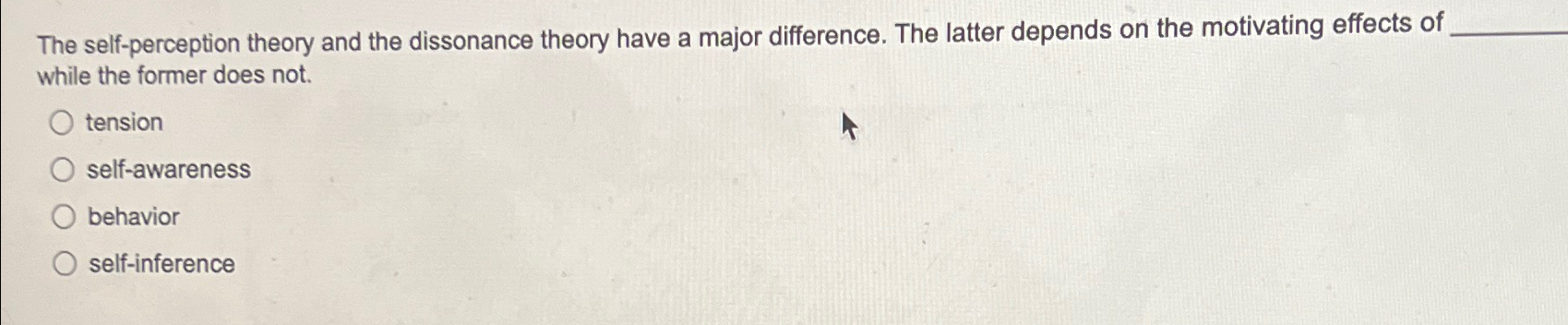 Solved The self-perception theory and the dissonance theory | Chegg.com