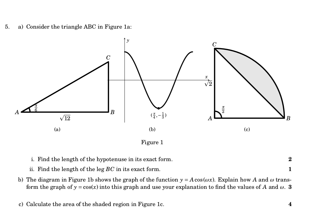 Solved a) ﻿Consider the triangle ABC in Figure 1a:i. ﻿Find | Chegg.com