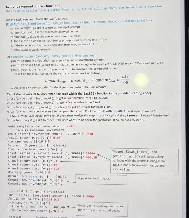 Solved Task 2 [Compound return-function] This task is | Chegg.com