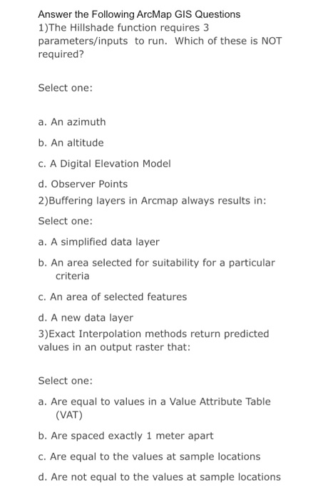 Solved Answer The Following Arcmap Gis Questions 1the