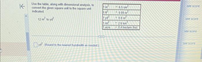 Solved Use the table, along with dimensional analysis, to | Chegg.com