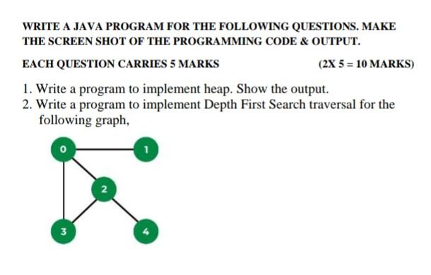 Solved WRITE A JAVA PROGRAM FOR THE FOLLOWING QUESTIONS. | Chegg.com