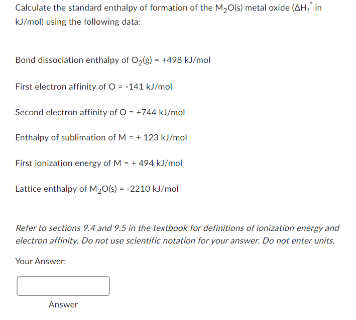 Solved Calculate the standard enthalpy of formation of the | Chegg.com