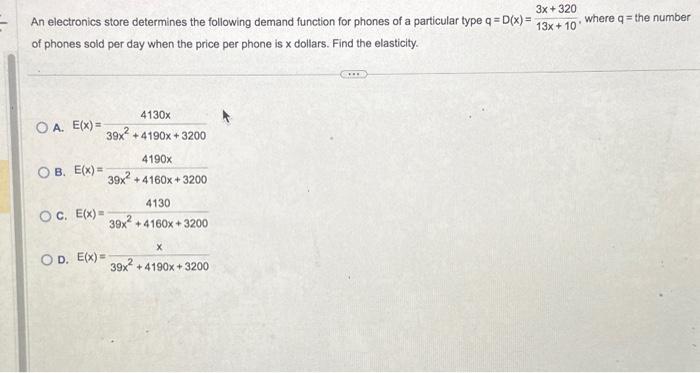 Solved An electronics store determines the following demand | Chegg.com