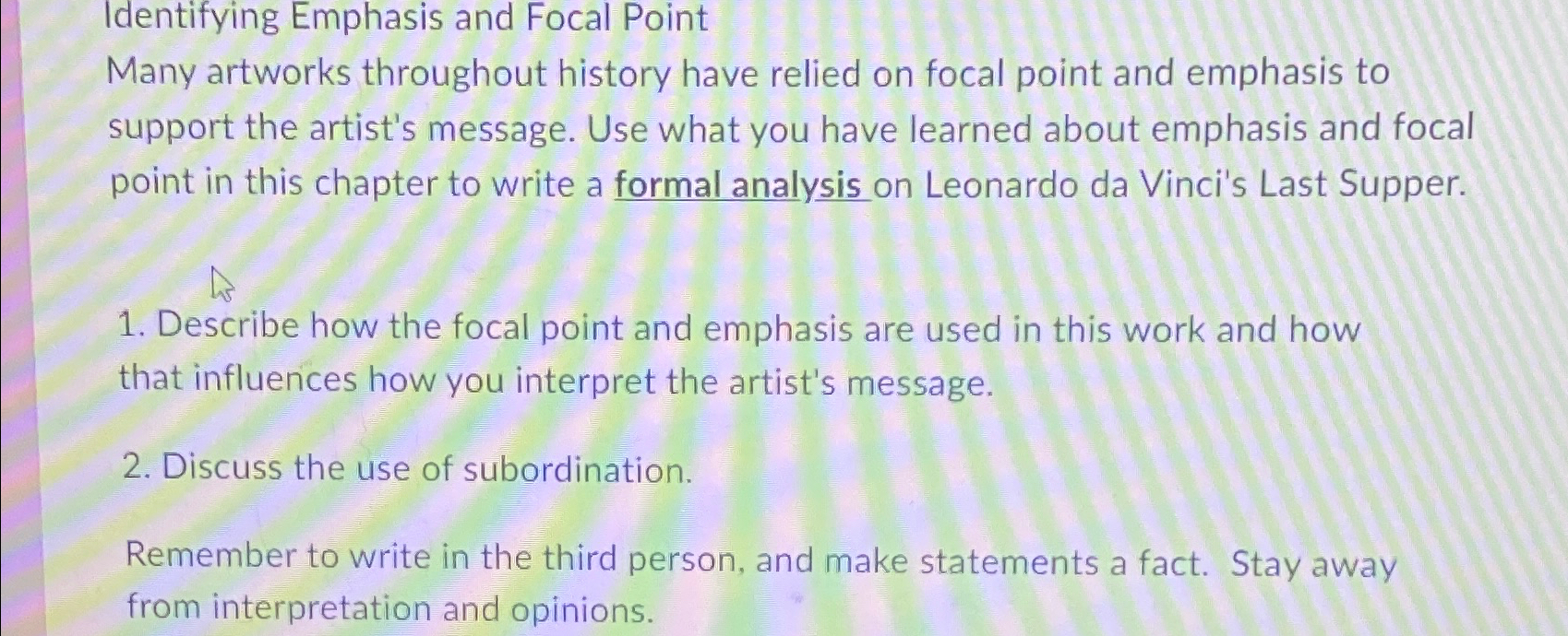 Solved Identifying Emphasis and Focal PointMany artworks | Chegg.com