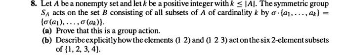 Solved Let A be a nonempty set and let k be a positive | Chegg.com