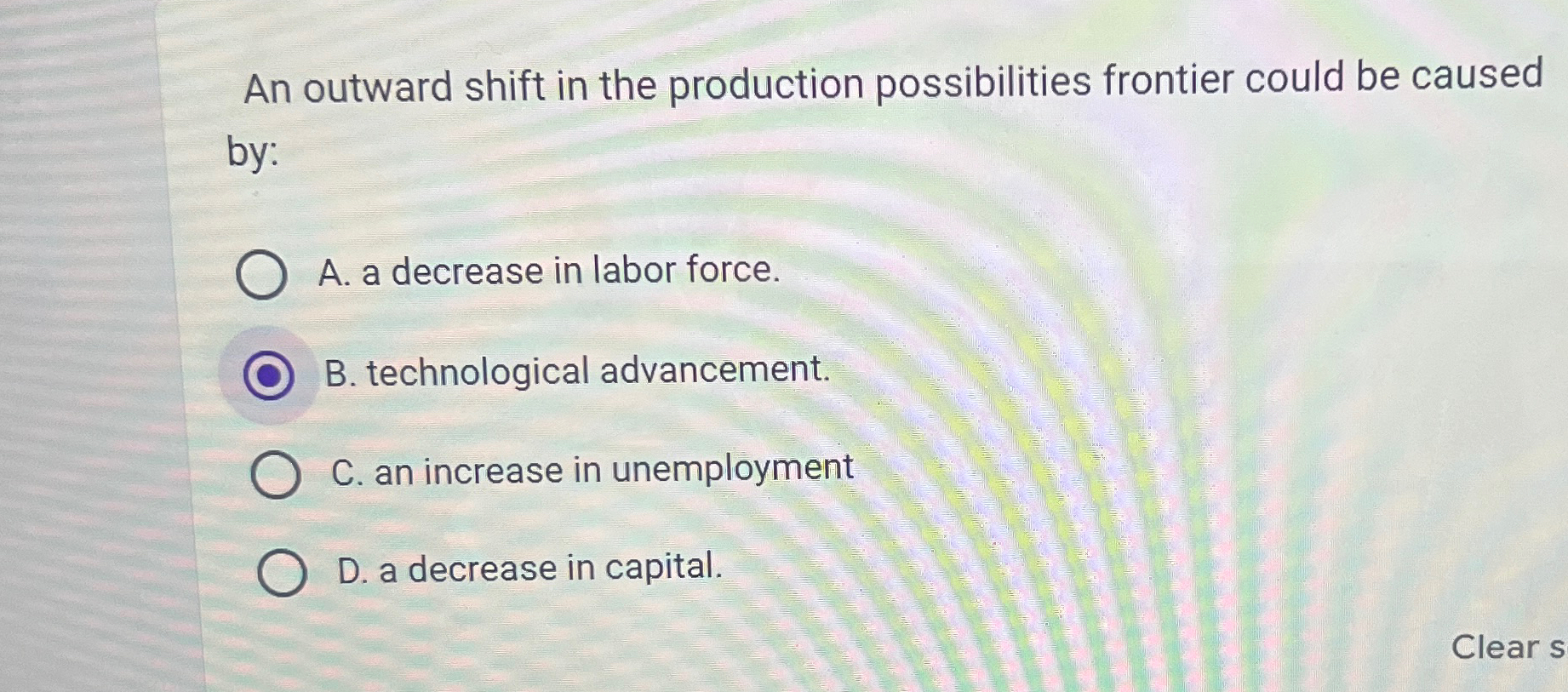 Solved An outward shift in the production possibilities | Chegg.com