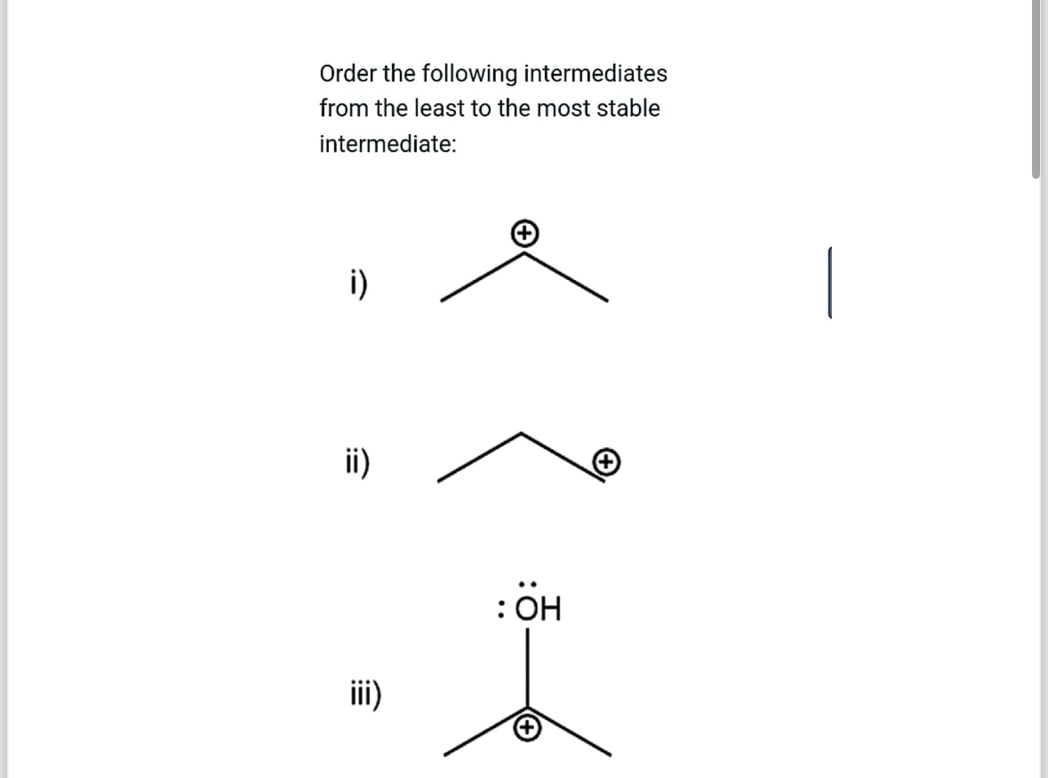 Solved Order the following intermediates from the least to | Chegg.com