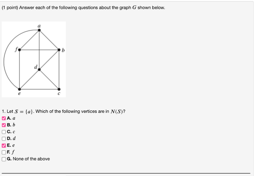 Solved (1 ﻿point) ﻿Answer each of the following questions | Chegg.com