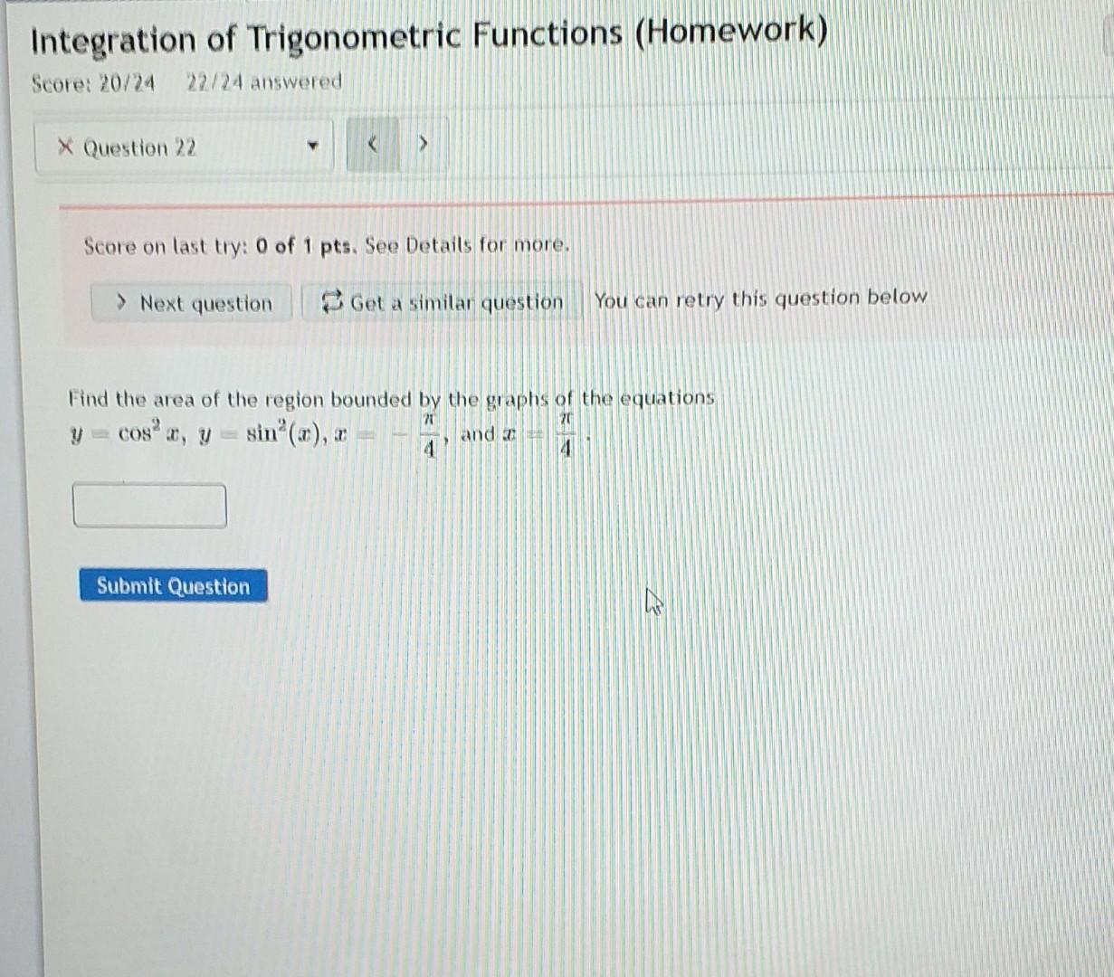 Integration of Trigonometric Functions (Homework) | Chegg.com