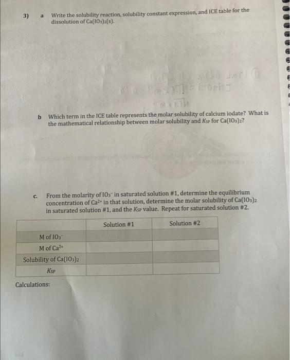 Solved 3) a Write the solubility reaction, solubility | Chegg.com