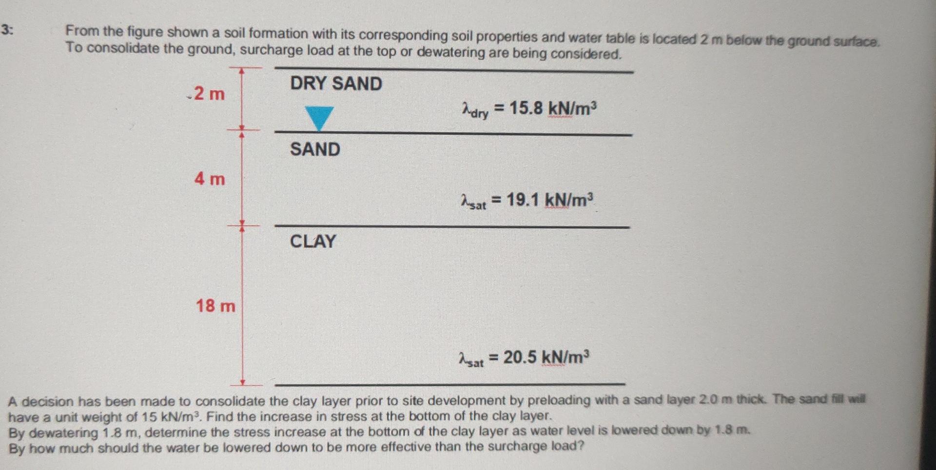 Solved 3: From the figure shown a soil formation with its | Chegg.com