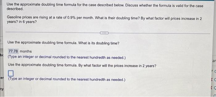 Solved Use the approximate doubling time formula for the | Chegg.com
