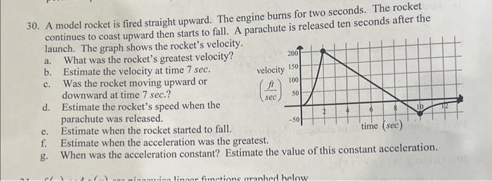 Solved 30. A model rocket is fired straight upward. The | Chegg.com