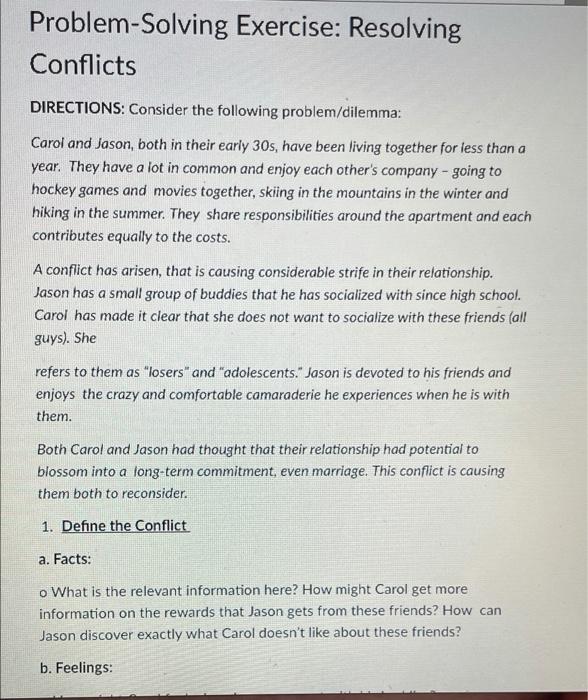 Solved Problem-solving Exercise: Resolving Conflicts | Chegg.com