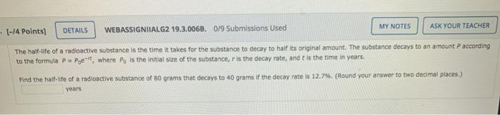 Solved DETAILS [-14 Points] WEBASSIGNIIALG2 19.3.0068. 0/9 | Chegg.com