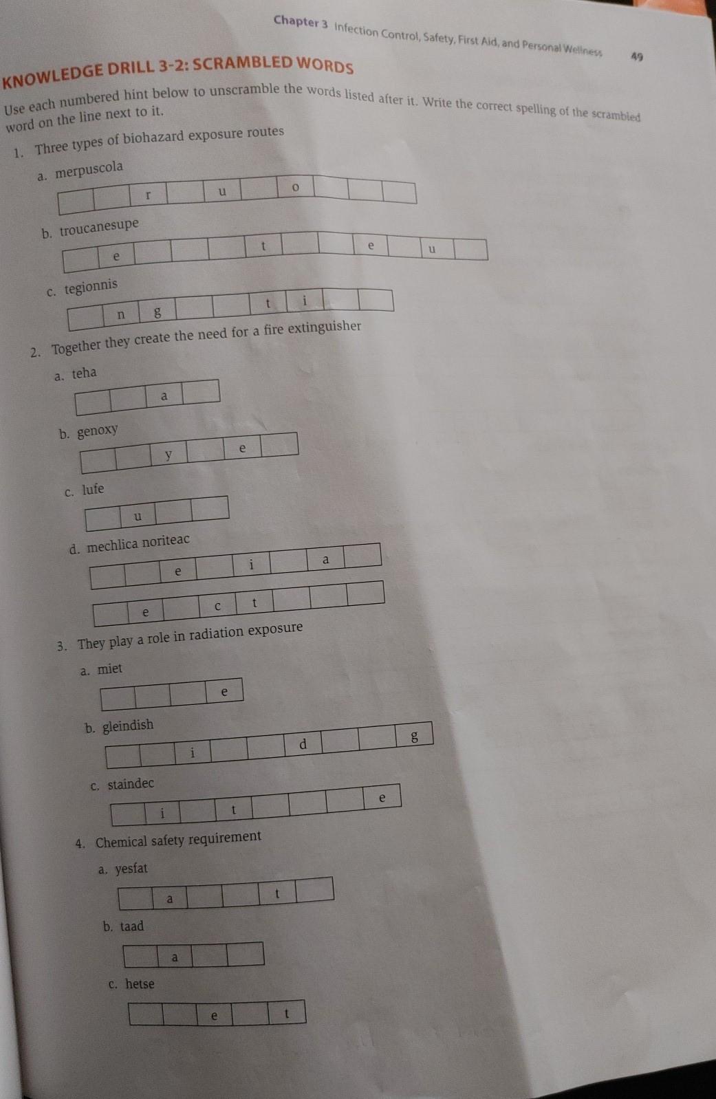 Solved Chapter 3 Infection Control, Safety, First Aid and | Chegg.com