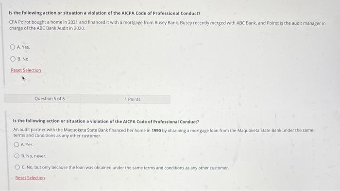 Solved Is the following action or situation a violation of | Chegg.com