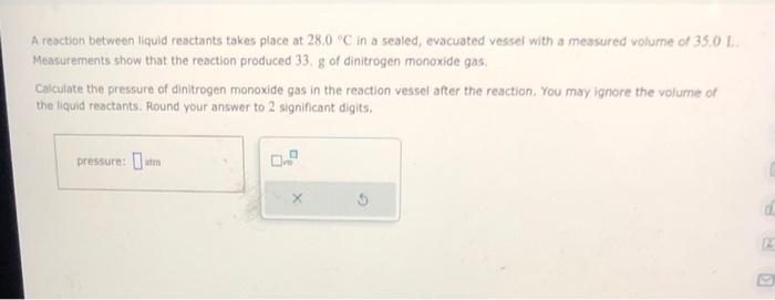 Solved A reaction between liquid reactants takes place at | Chegg.com