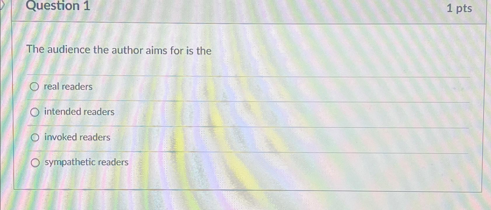 Solved Question 11 ﻿ptsThe audience the author aims for is | Chegg.com
