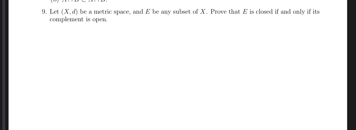 Solved Let (x,d) ﻿be a metric space, and E ﻿be any subset of | Chegg.com