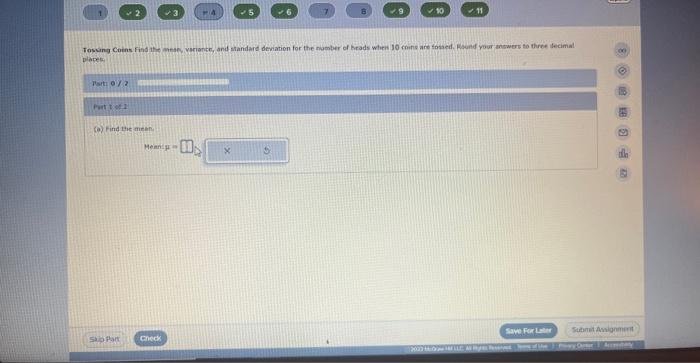 Solved Topoung Coens find the mese, varianter, and standard | Chegg.com