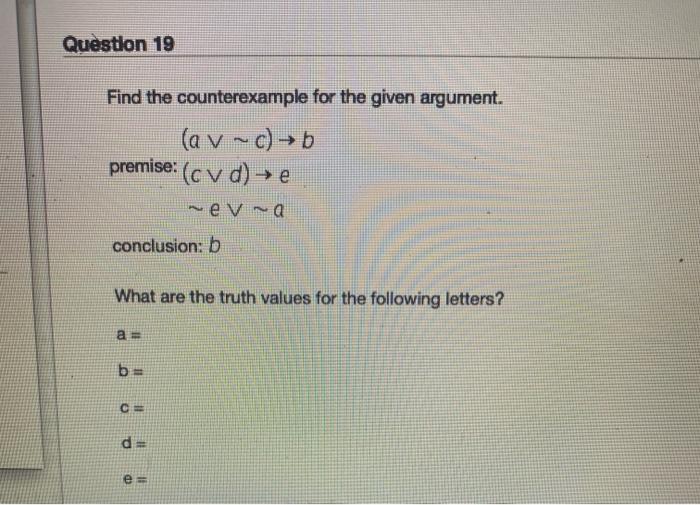 Solved Question 18 Find the counterexample for the given | Chegg.com