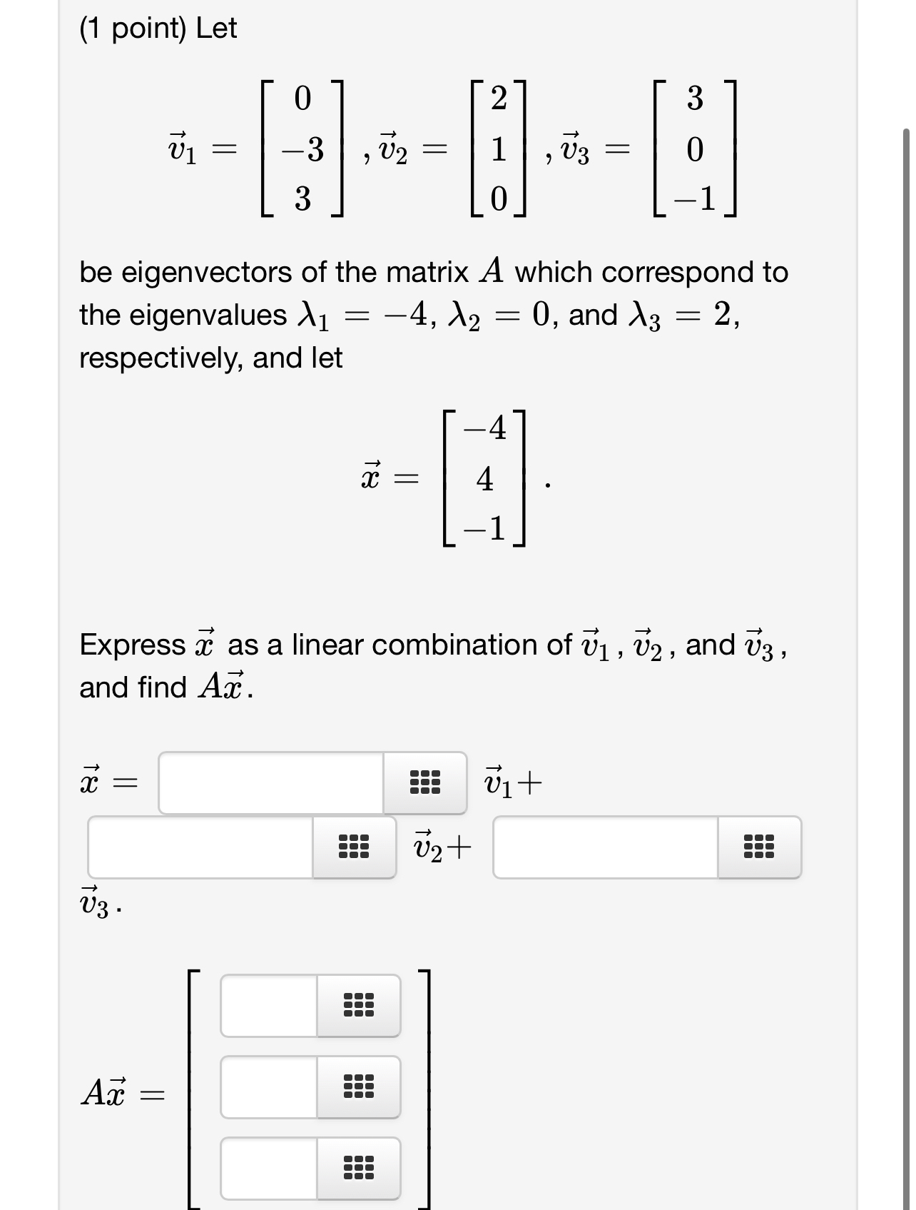 Solved (1 ﻿point) | Chegg.com