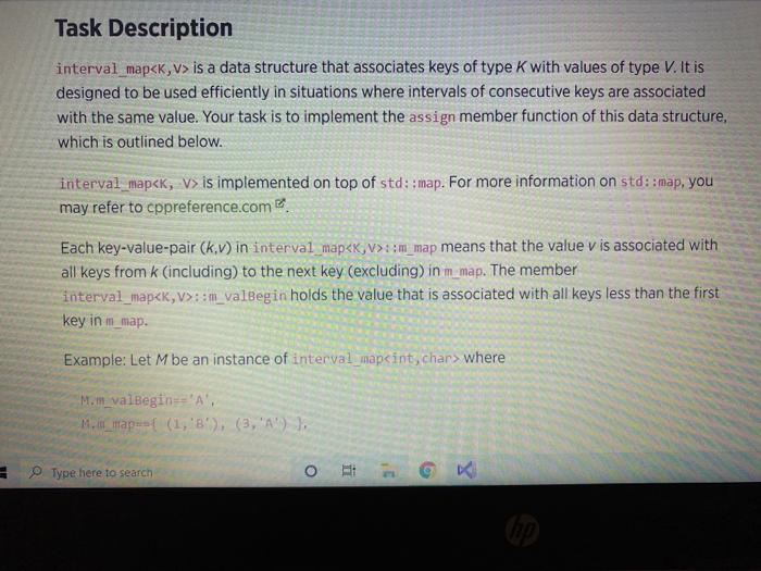 Solved Task Description interval_map is a data structure | Chegg.com