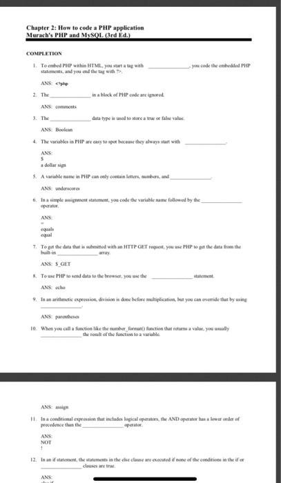 Solved Chapter 2: How to code a PHP application Murach's PHP | Chegg.com