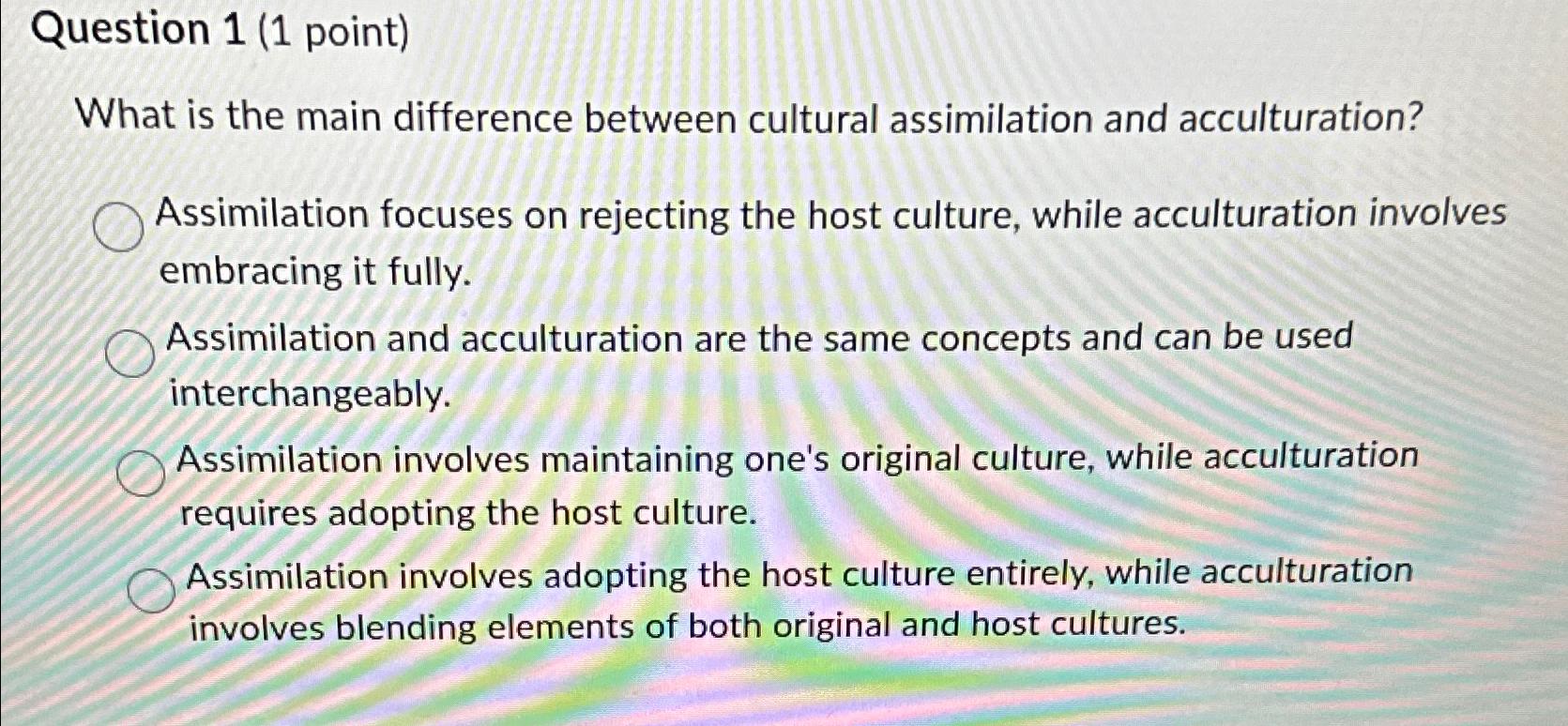 Solved Question 1 (1 ﻿point)What is the main difference | Chegg.com