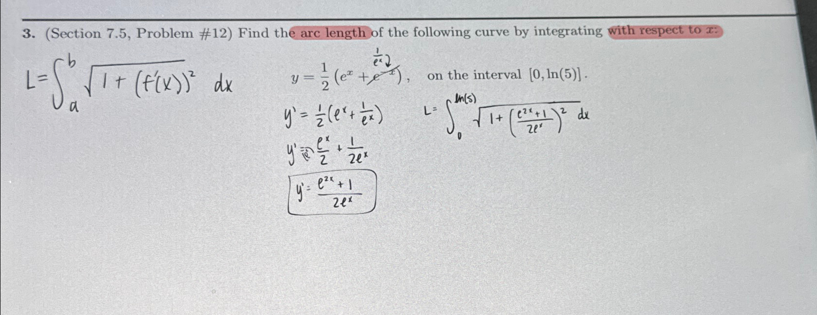 Solved (Section 7.5 , ﻿Problem #12) ﻿Find the arc length of | Chegg.com