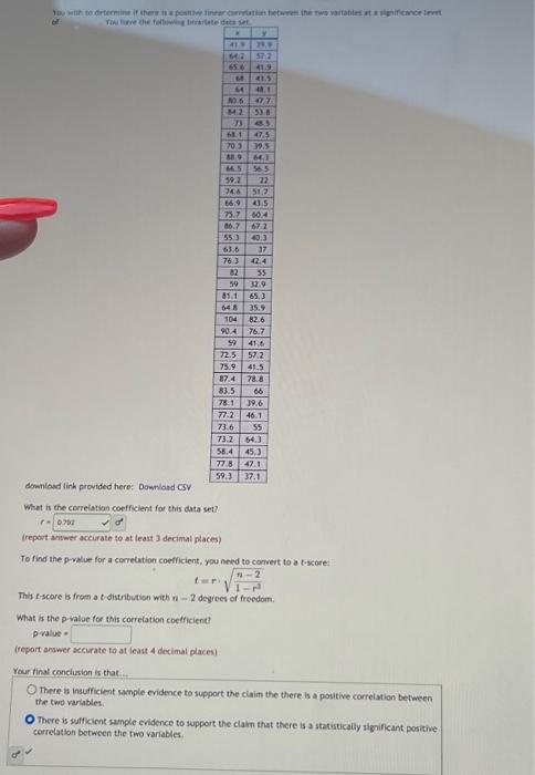 Solved You wish to determine if there is a positive linear | Chegg.com