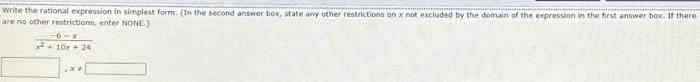 Solved Write the rational expression in simplest form. (In | Chegg.com
