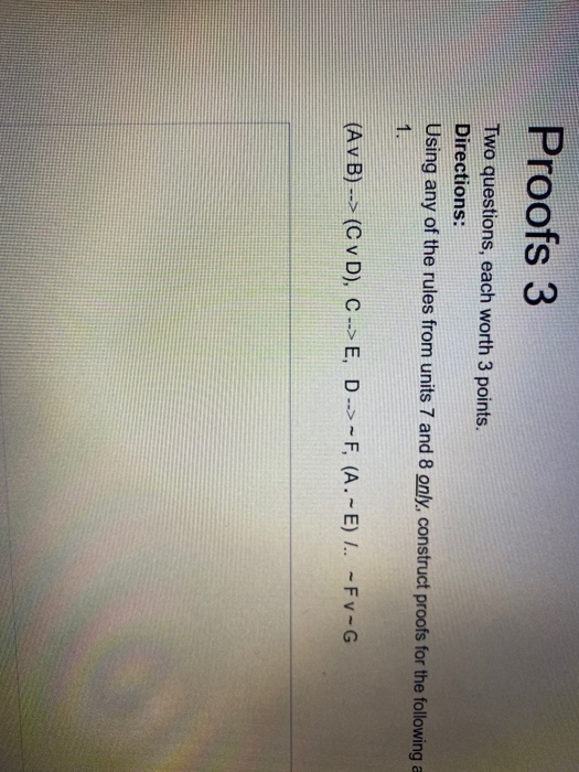 Solved Proofs 3 Two questions, each worth 3 points. | Chegg.com