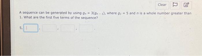 Solved A sequence can be generated by using gn = 3(gn 1), | Chegg.com