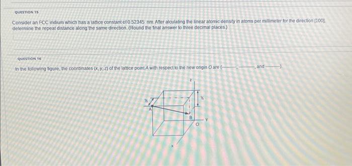 Solved Consider An Fcc Iridum Which Has A Lattice Constant